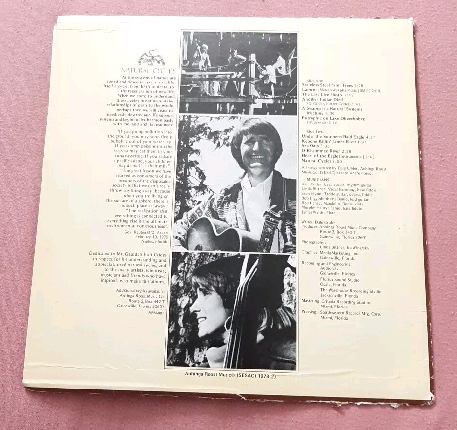 Dale Crider & Linda Bittner LP Natural Cycles 1978 Anhinga ex w inner ...
