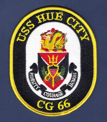 USS HUE CITY CG-66 Guided Missile Cruiser Ship's Crest Patch | eBay