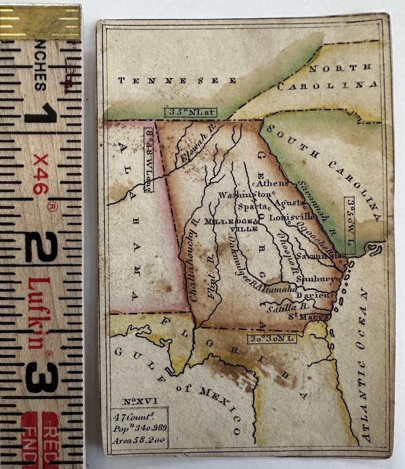 Georgia state c.1821-24 rare Melish miniature state map original hand ...