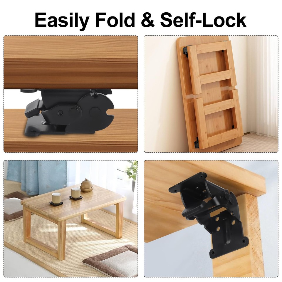 Self Locking Hinges Furniture Table Legs Locking Brackets, 90 Degree ...