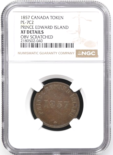 1857 Canada Prince Edward Island 1/2 Penny Token, NGC XF Det. Charlton ...