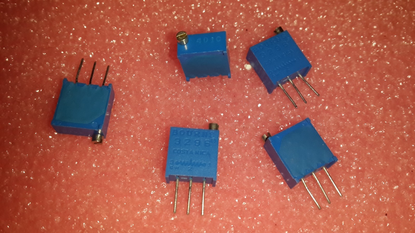 5x BOURNS 3296W-1-104 , RES TRMR 100K OHM 10% 1/2W 25TURN 2.19MM PIN T ...