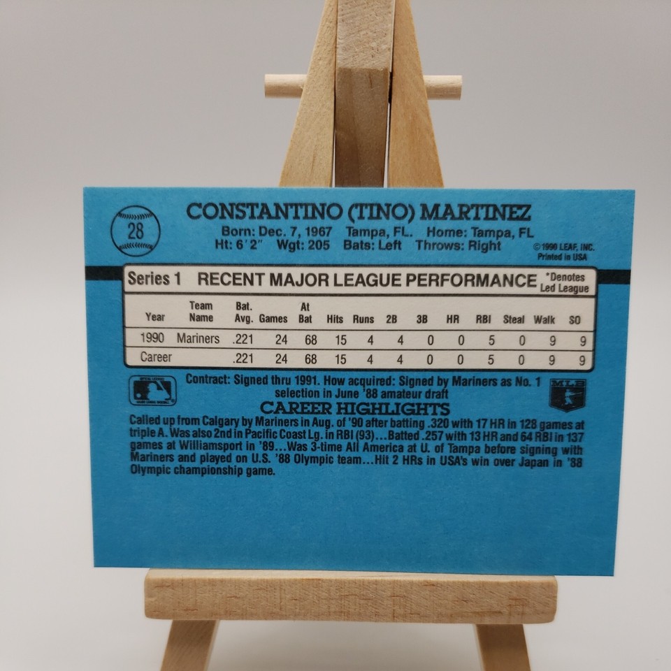 1991 Donruss - Rated Rookie 2 Yellow Stripes on Card Right #28 Tino ...