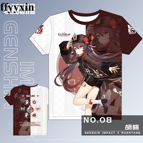 Genshin Impact Hu Tao Full Colors Short Sleeve T-shirt Unisex Tops | eBay