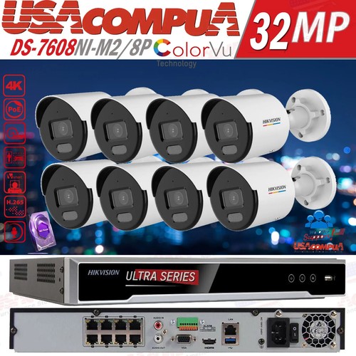 Hikvision 8CH 8K ColorVu Security Camera System W/4MP Turret Built in ...
