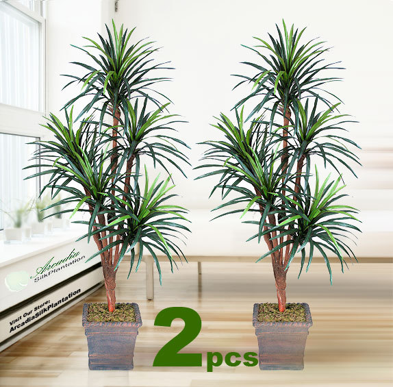 TWO 6' Yucca x5 Artificial Tropical Tree Silk Plant with No Pot, | eBay