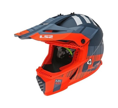Helmet Motorcycle Full LS2 MX437 FAST Evo Xcode Flu Orange/ Blue with ...
