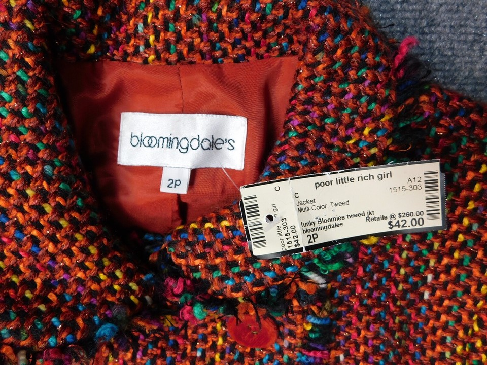Bloomingdale's Funky Bloomies Tweed Jacket Womens 2 Petite Multicolored ...