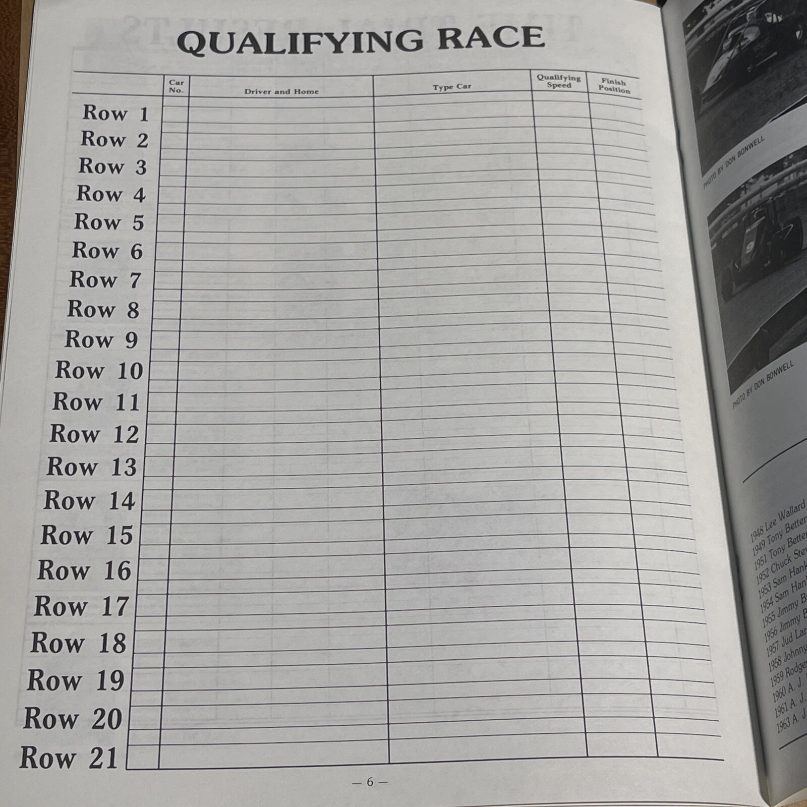1991 USAC Silver Crown Dirt Car Race Program, Duquoin State Fairgrounds ...