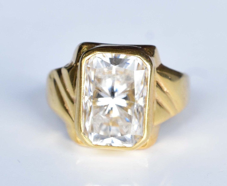 Rare 8.15 Ct GRA Moissanite Radiant Cut 925 Sterling Silver Men Ring ...