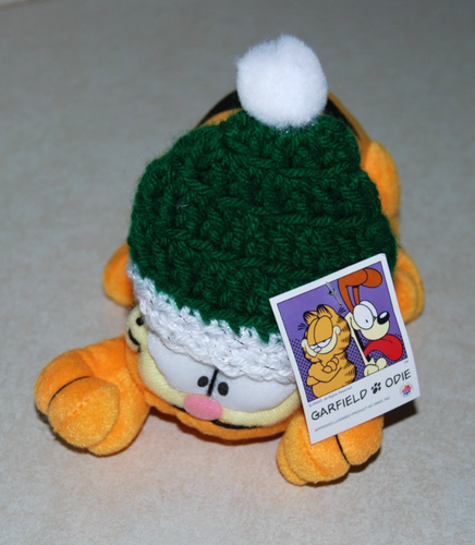 Garfield Cat Winter Knit Hat Lying Down 8" Plush Stuffed Animal Tag ...