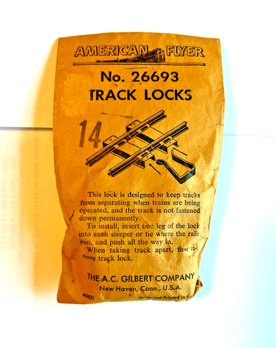 American Flyer 26693 TRACK LOCKS~One Set (14) ~Instructions/BAG..1/8 ...