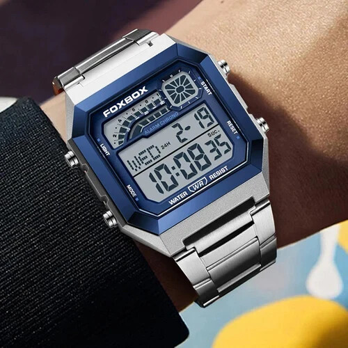 Square Digital Watches For Men Military Sports Waterproof Quartz Man Watch | eBay