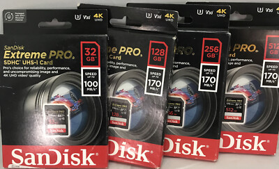 SanDisk Extreme PRO 4K UHD SDXC UHS-I Memory Card 32gb, 128gb, 256gb ...