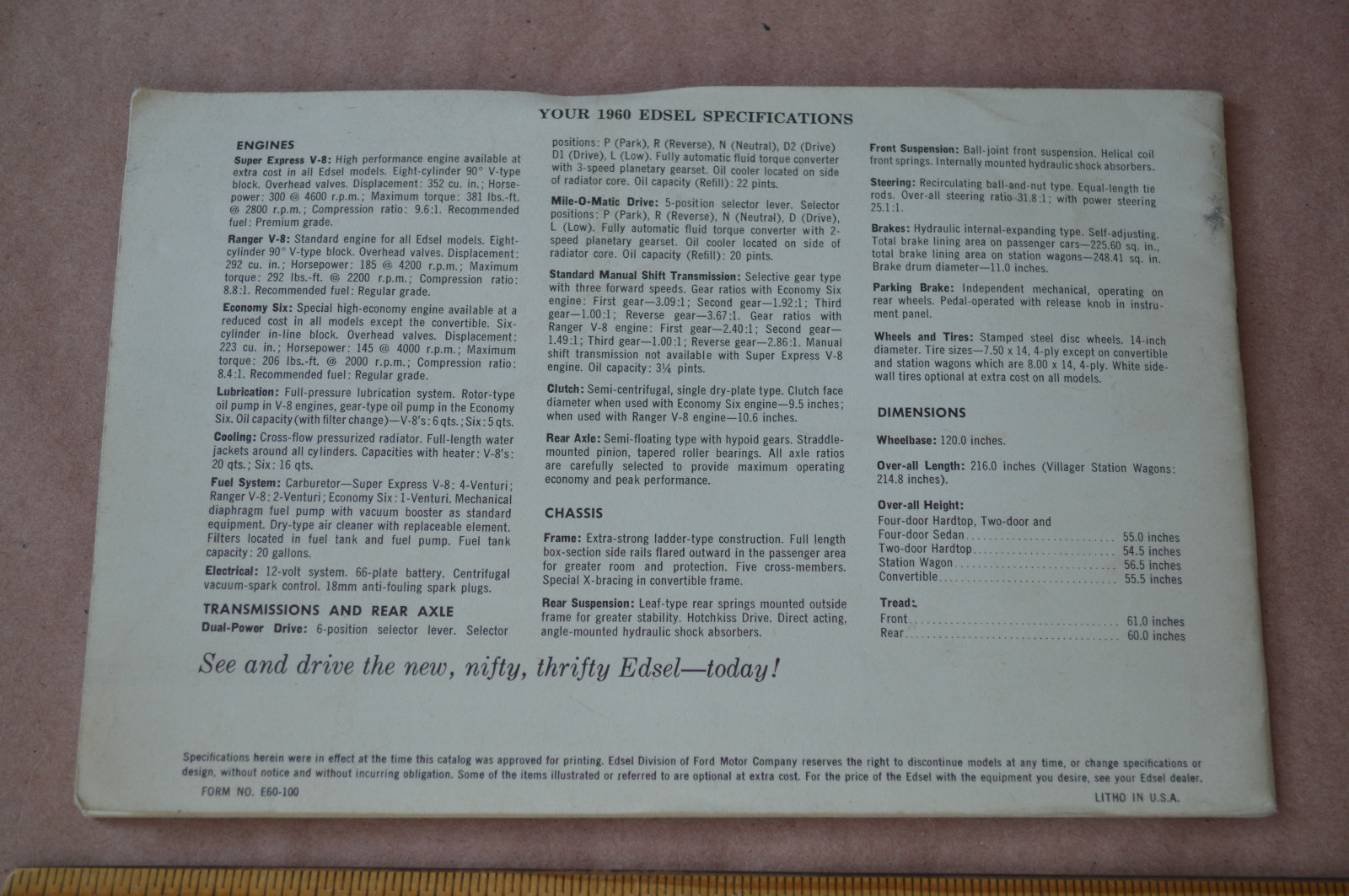 1960 Edsel -New - Nifty - Thrifty - Ford Motor Company Booklet Catalog ...