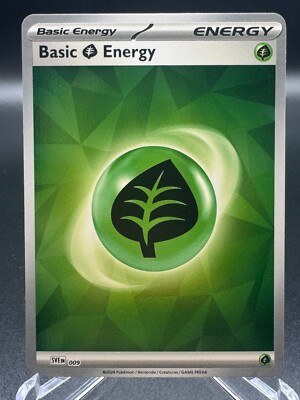 Basic Grass Energy Pokemon Prismatic Evolutions Reverse Holo SVE 009 NM ...