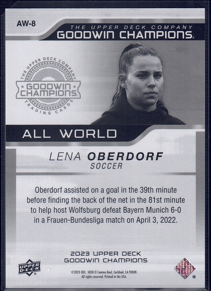 2023 Upper Deck Goodwin Champions #AW-8 Lena Oberdorf All World | eBay
