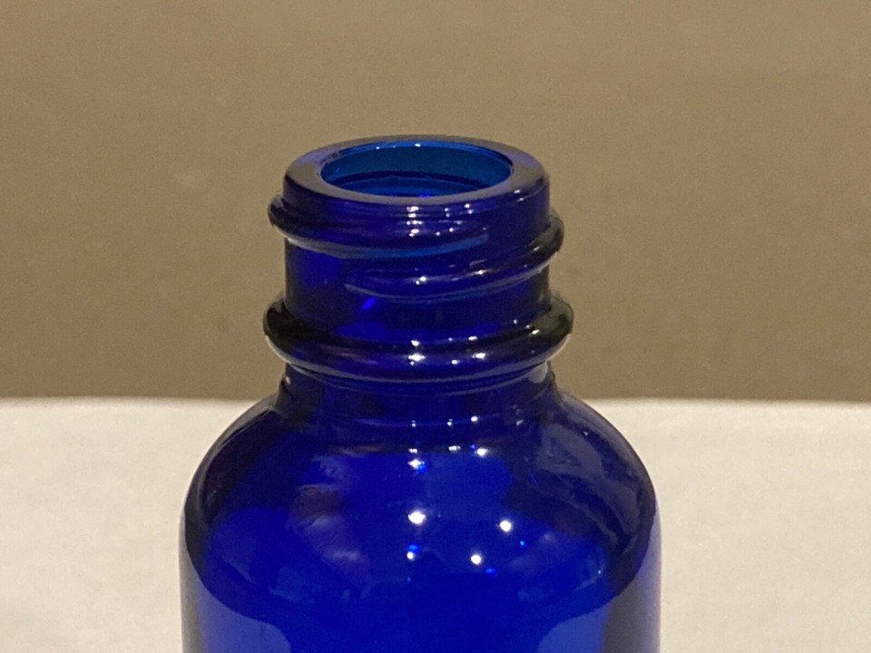 Small Round Blue Glass Bottle | eBay