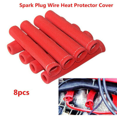 Red Car Spark Plug Wire Boots Heat Insulating Sleeve Protector High ...
