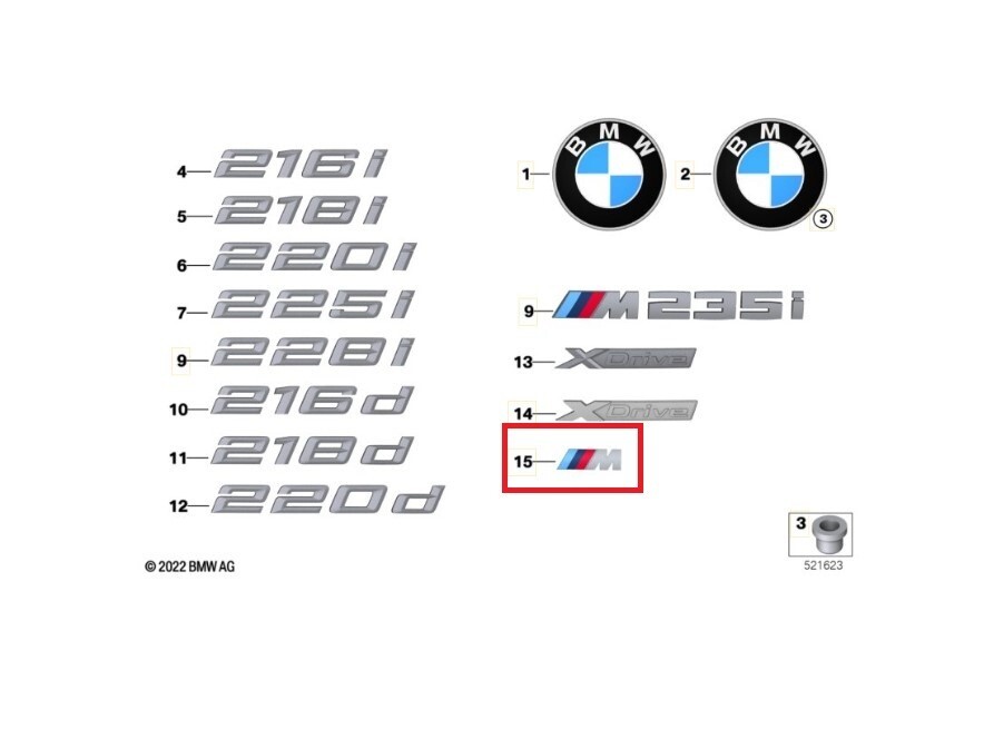 BMW Genuine M Performance G01 G02 G20 G15 Fender Badge Emblem SET ...