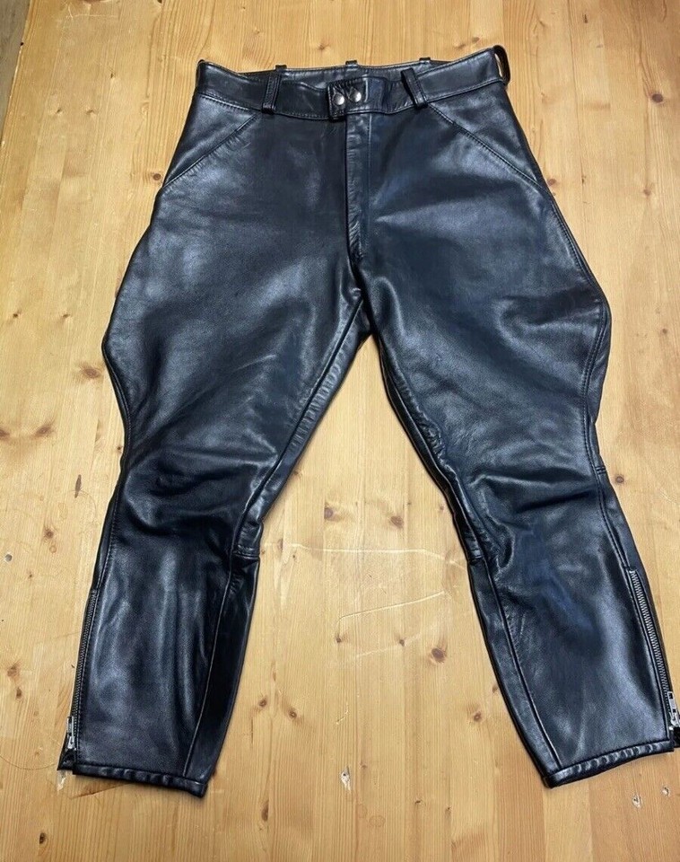 Mens Genuine Leather Black Pants Lader Hosen Trousers Real Biker Rider ...