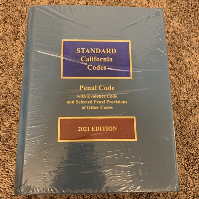 Standard California Codes Penal Code 2021 Ed. Hardcover New In Plastic ...