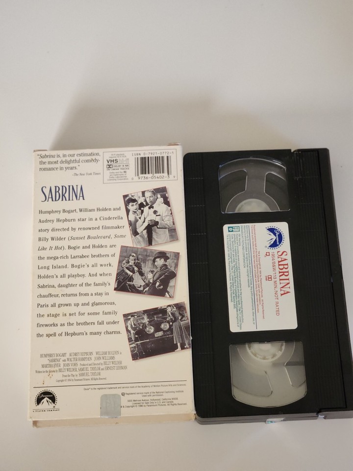 Sabrina -1954 VHS, 1996 Edition Audrey Hepburn Humphrey Bogart ...