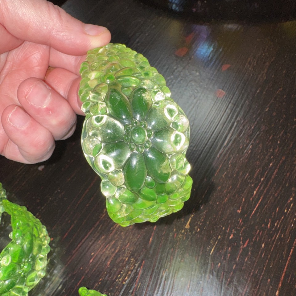 SET of 4 Rare Curtain Tie Back Holder Green Vaseline Uranium Depression ...