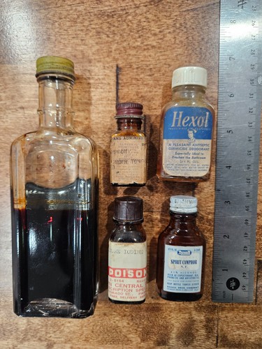 Vintage Lot of Pharmaceutical Bottles Pennex Poison Rexall Hexol | eBay