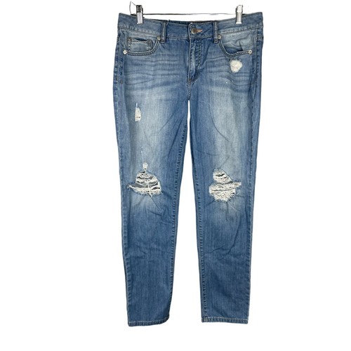 BCBGeneration Medium Wash Distressed Boyfriend Jeans 29 Cotton Relaxed ...