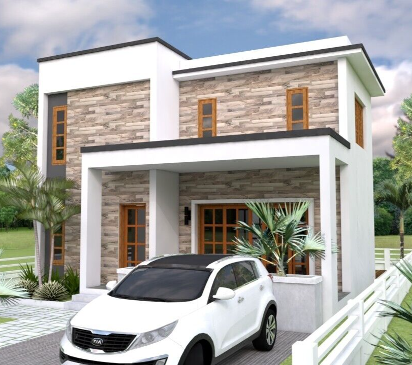 30x33 Simple House Plan 9x10 Meter 3 Bed 2 Bath Terrace Roof (PDF &A4 ...