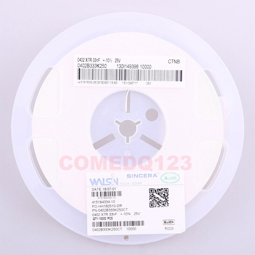 10000PCS/Reel 0402 33nF 25V X7R ±10% 0402B333K250CT Walsin Ceramic ...