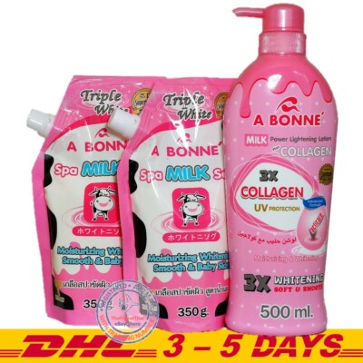 Pack 3 : A Bonne Milk Power plus Collagen Body Lotion 500ml + 2 of Spa ...