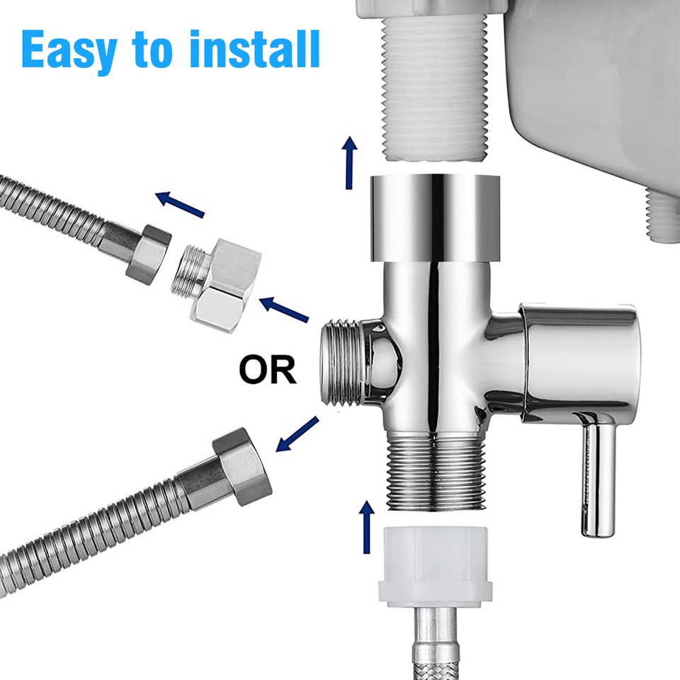 1/2" 3-Way T-adapter Shower Head Diverter Valve Water Splitter Switch ...