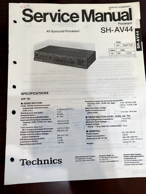 TECHNICS SH-AV44 SHAV44 Service Manual FROM THE USA **ORIGINAL** | eBay