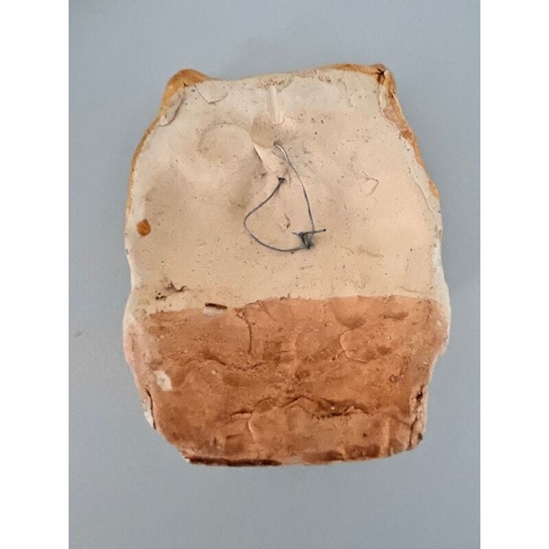 Art Pottery Primitive Ceramic Tan Tabby Cat Garden Plant Pot Watcher ...