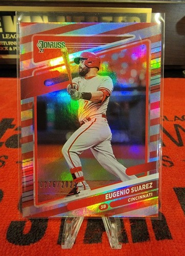 EUGENIO SUAREZ~2021 DONRUSS BASEBALL RED FOIL CARD #194- #/2021 (REDS ...
