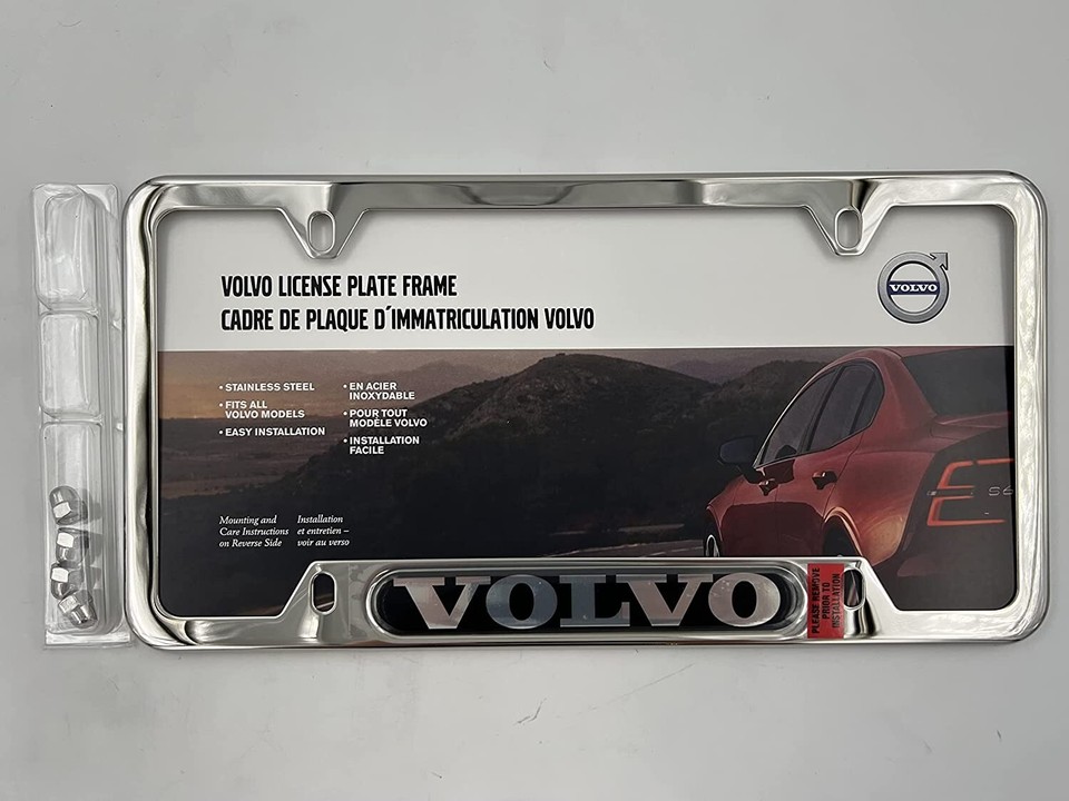 GENUINE VOLVO Factory OEM License Plate Frame Chrome/Black 8640121 | eBay