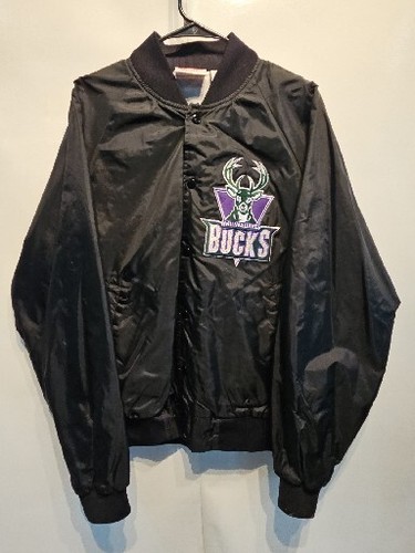 Vintage Milwaukee Bucks NBA Basketball Snap Varsity Jacket Coat Mens Large Black | eBay