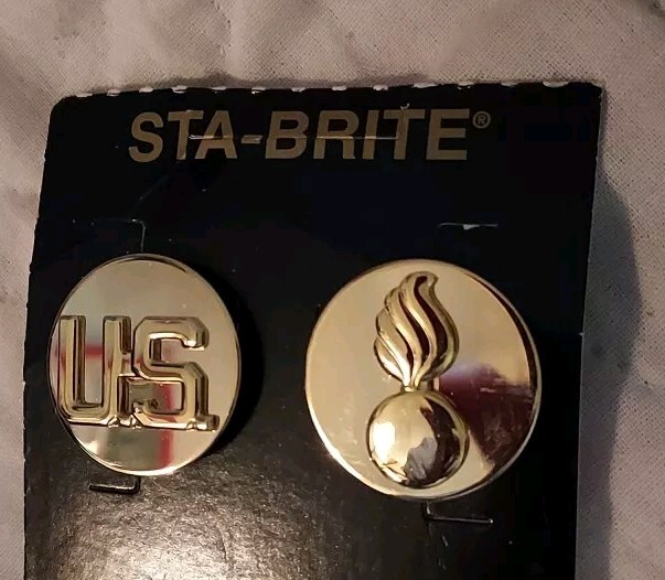 USA ARMY MILITARY Collar Pins 2 gilt Will Not Tarnish STABRITE USA 4 ...