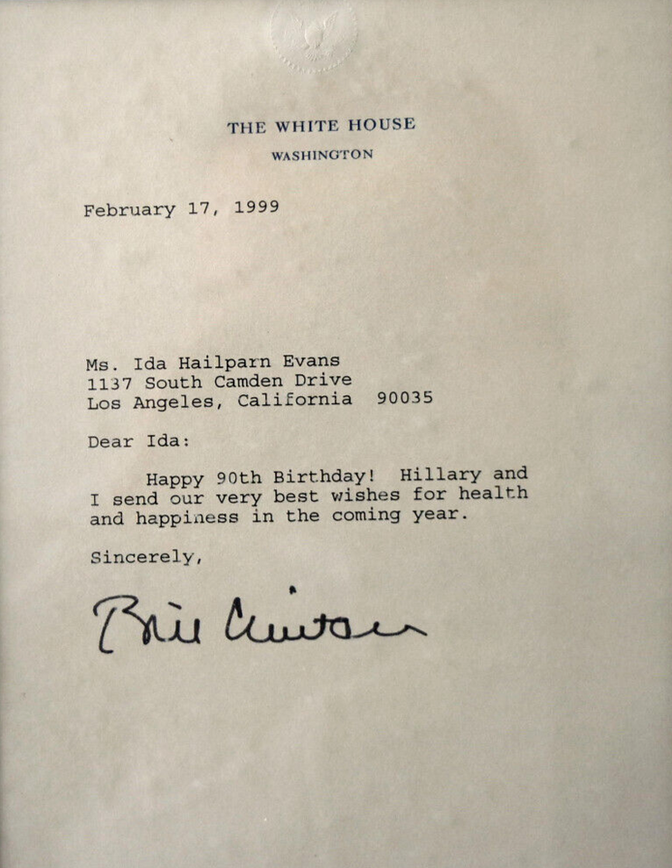 US President Bill Clinton Signed Letter from The White House | eBay