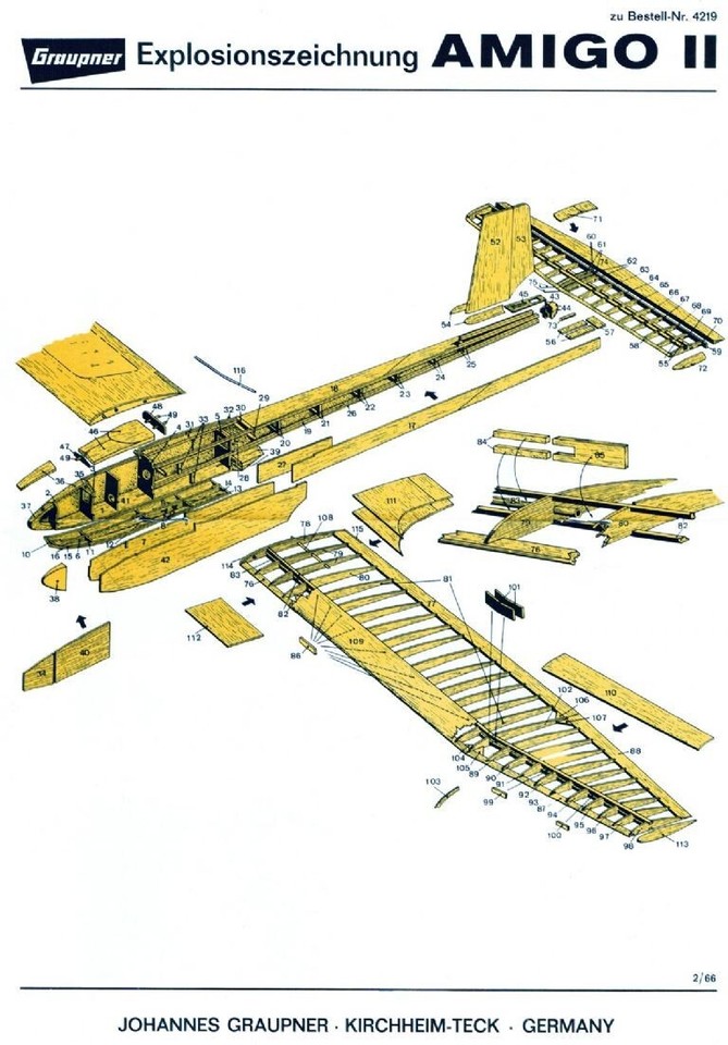 Amigo II / Graupner - RC 2M Model Glider/Electric ~ Laser-cut Balsa ...