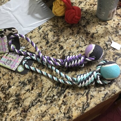 Loop Swoop Ball And Rope Chew Toy with Tennis Ball Set Of Two. | eBay