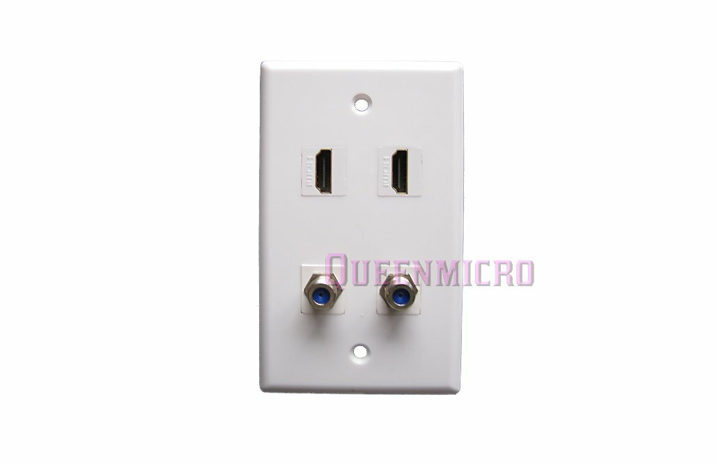 Single 1-Gang 2 HDMI 4K 2 F 3GHz Coax Coaxial Cable TV Port Coupler ...