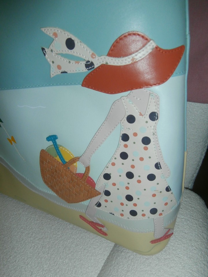 REDUCED!! RADLEY SCOTTIE DOG NEW CLASSIC LARGE BAG/BEACHY SCENE-LT TEAL ...