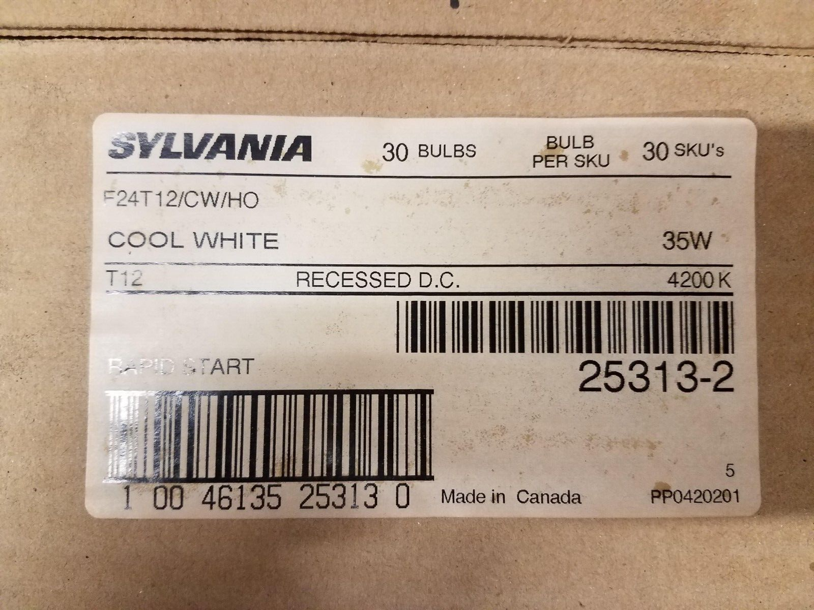 30 Count Sylvania 25313 - F24T12/CW/HO Straight T12 Fluorescent Tube ...