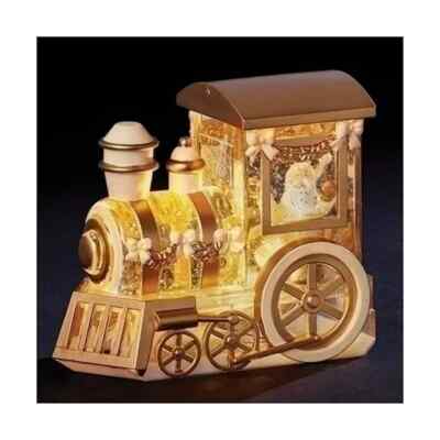 Roman 65862 - 7"LED TRAIN CREAM, GOLD SWIRL Christmas Water Glitter ...