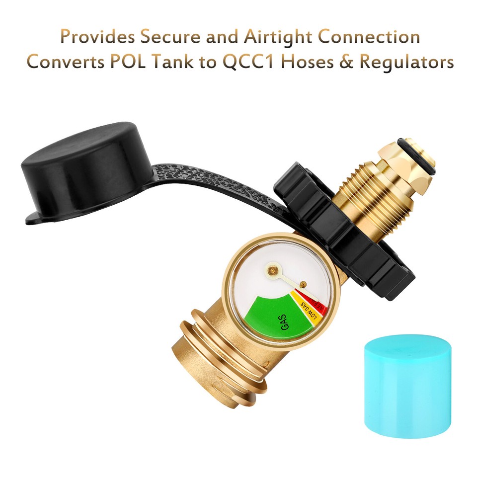 Propane Tank Gauge RV Pressure Brass Adapter Gas Level Meter Grill BBQ ...