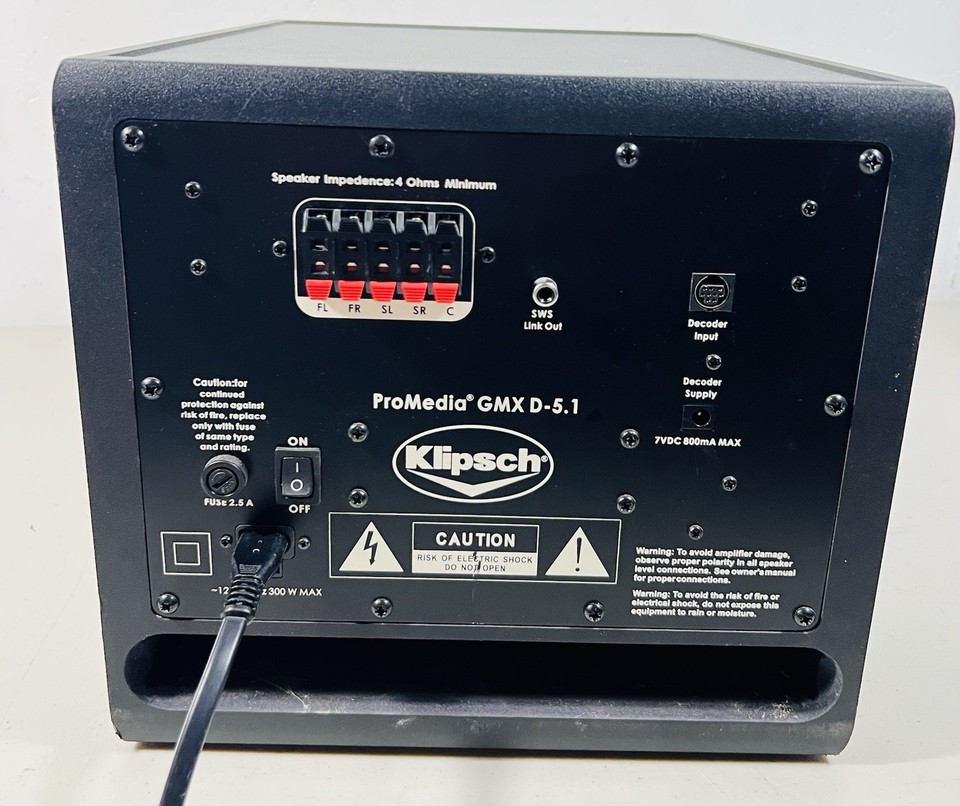 Klipsch ProMedia Sub GMX D-5.1 300 Watt Speaker 4 Ohms Subwoofer w ...