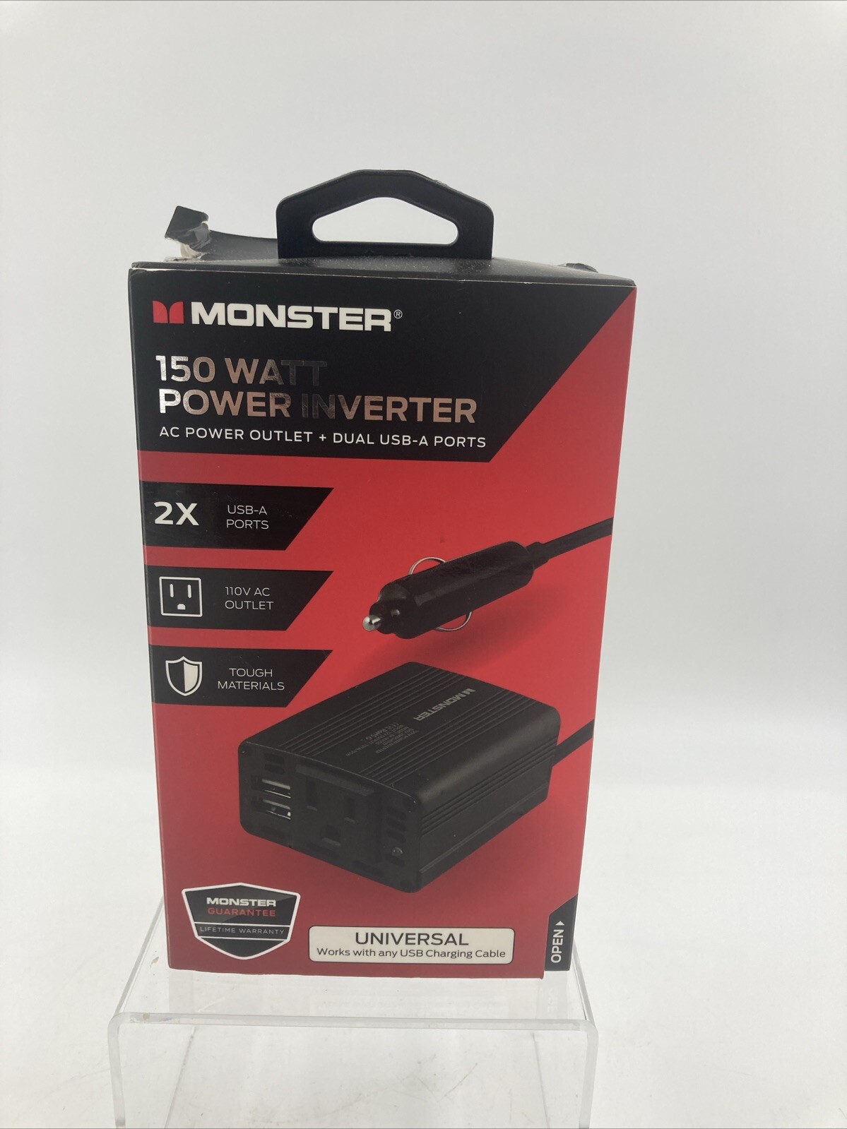 Monster 150W Car Power Inverter- DC 12V to 110V- 1 AC Outlet Converter ...